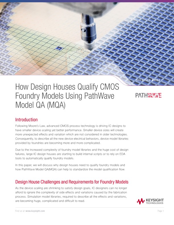 How Design Houses Qualify CMOS Foundry Models Using PathWave Model QA (MQA) PDF Asset Page ...
